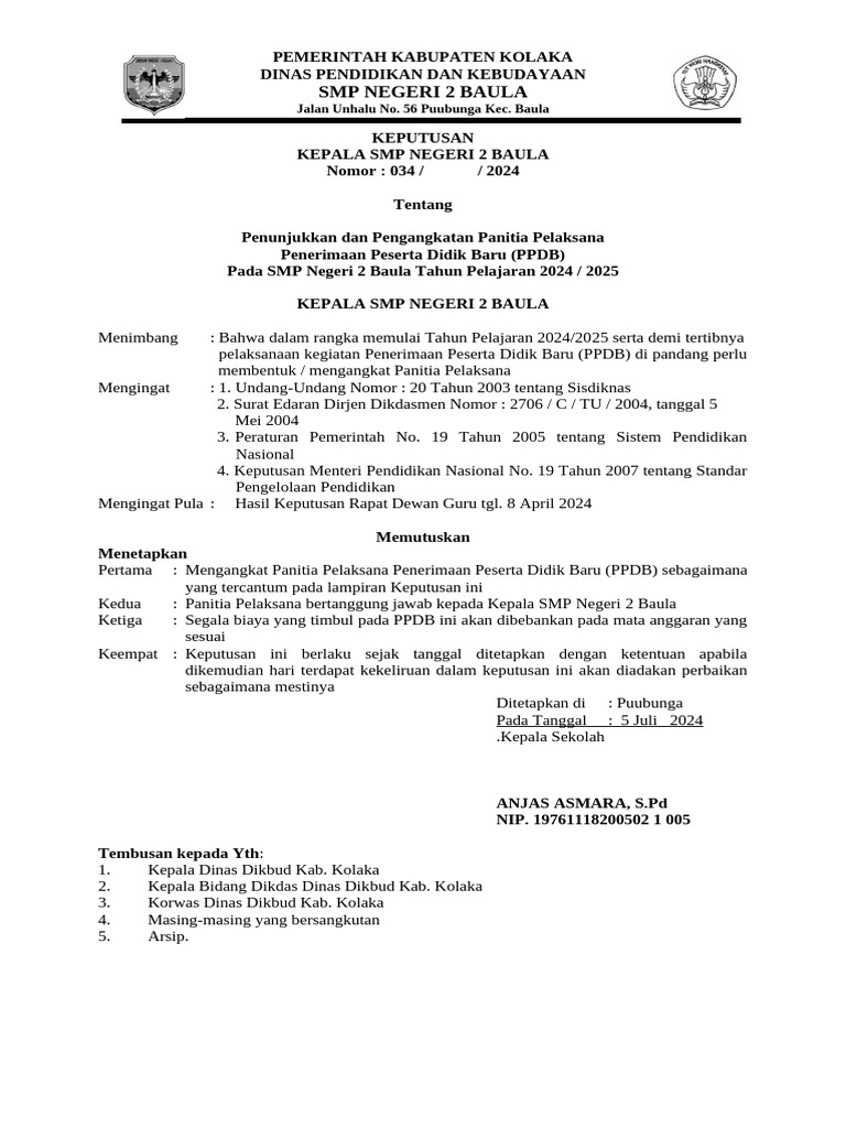 SK PPDB dan PENGENALAN LINK SEKOLAH | PDF