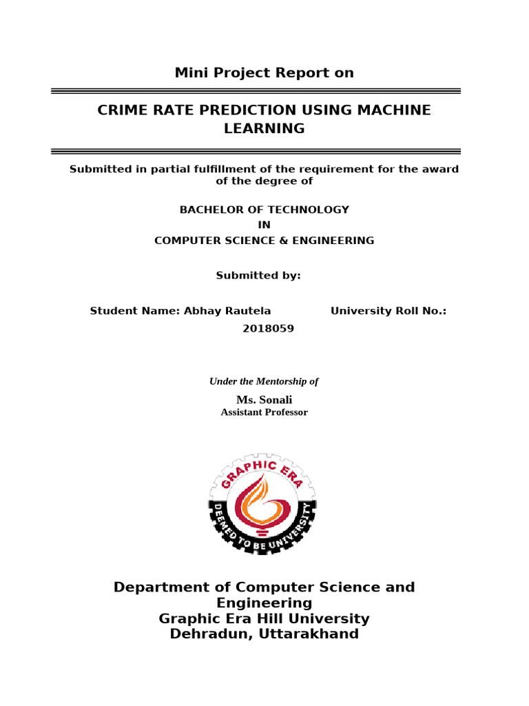 AbhayRautela_MiniProject_5th Semester | PDF | Machine Learning | Prediction