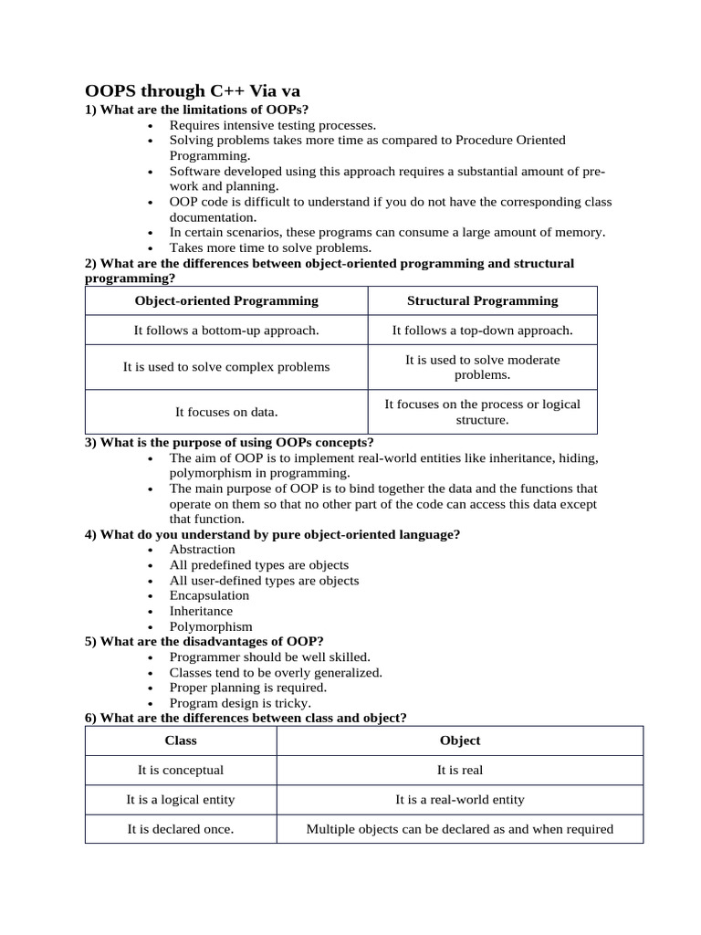 Oops Through C Via Va Questions Pdf Method Computer Programming Inheritance Object 9919
