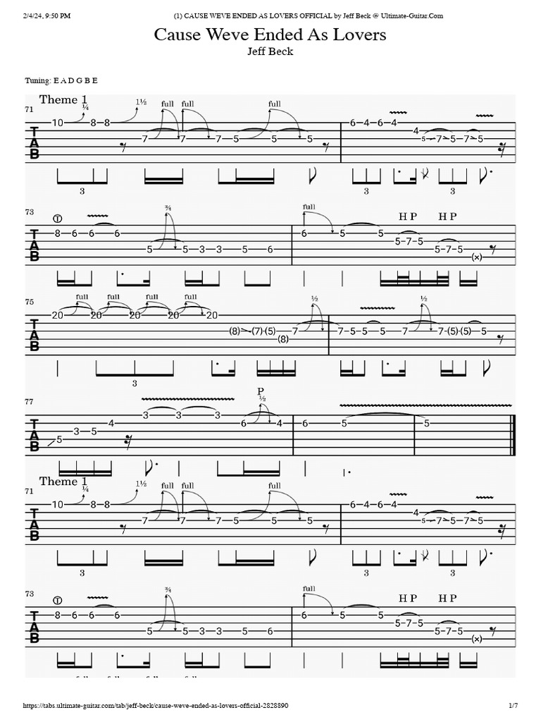 CAUSE WEVE ENDED AS LOVERS OFFICIAL by Jeff Beck @ | PDF