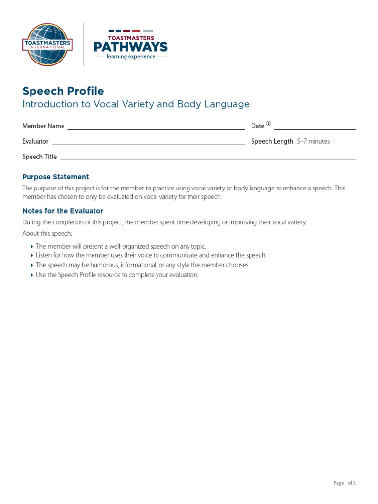 Introduction To Vocal Variety and Body Language Speech Evaluationspeech ...