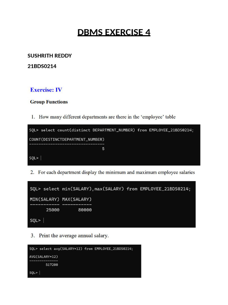 Dbms Exercise 4_21bds0214 | PDF
