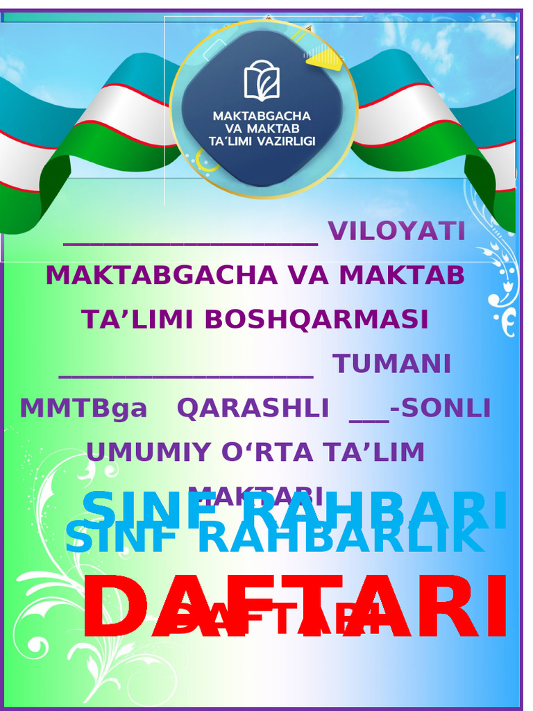 Sinf Rahbar Daftari Yangi (2023-2024) Tayyori | PDF