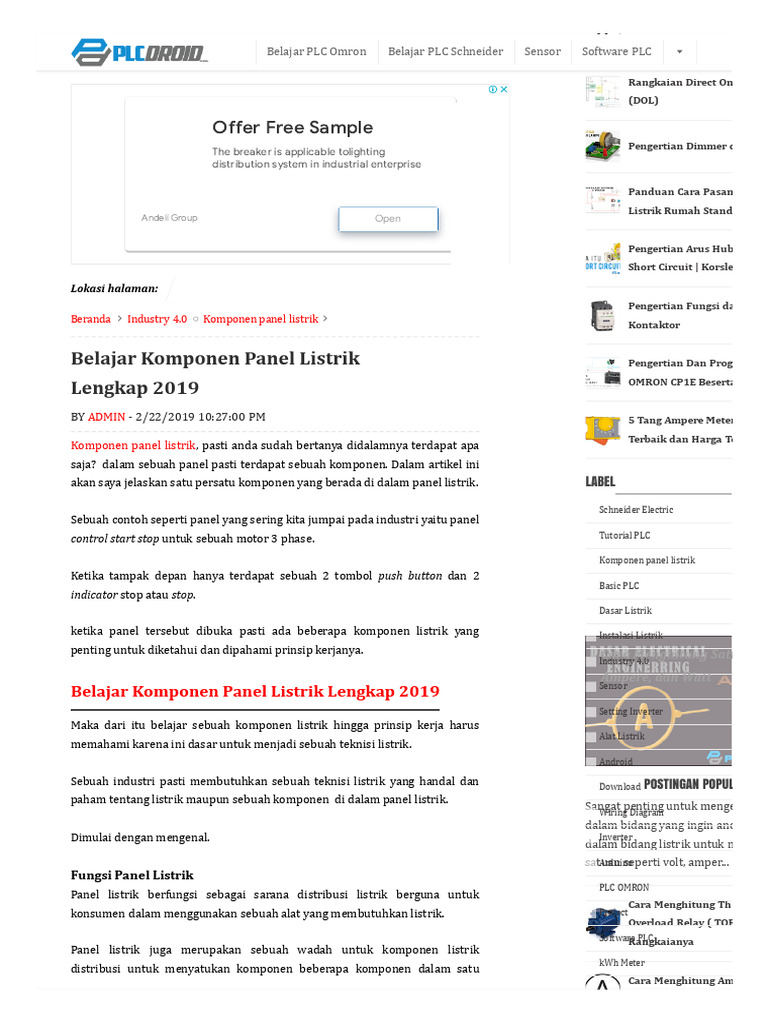 Komponen Panel Listrik Lengkap 2019 | PDF