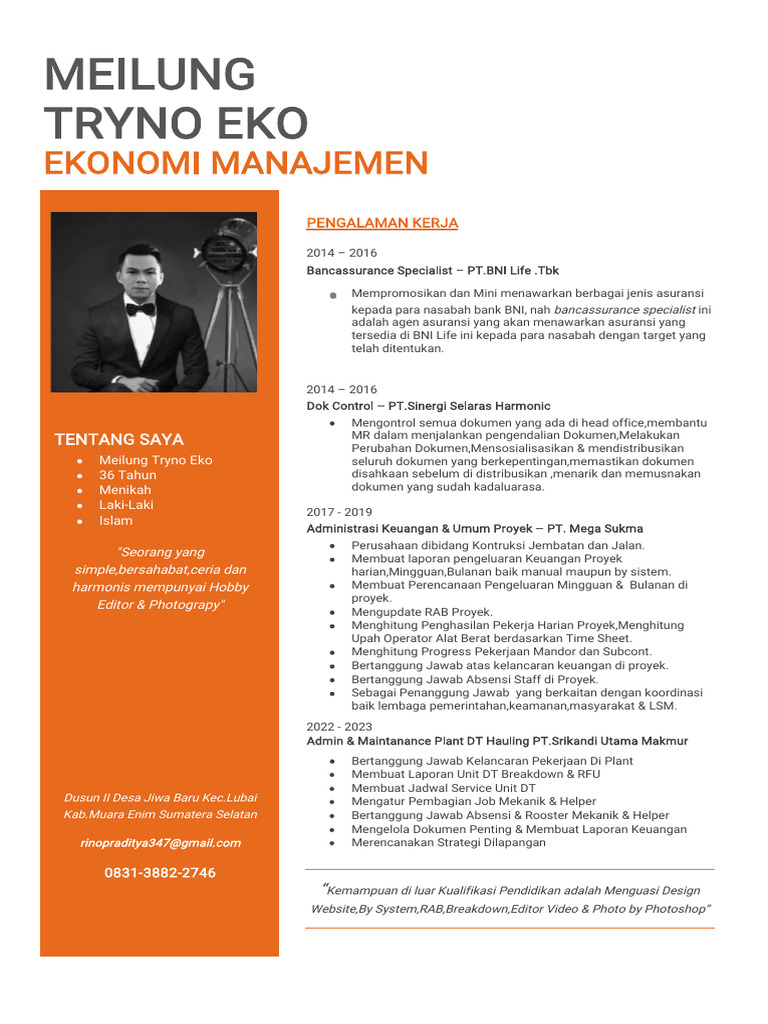 CV Meilung Tryno Eko New | PDF