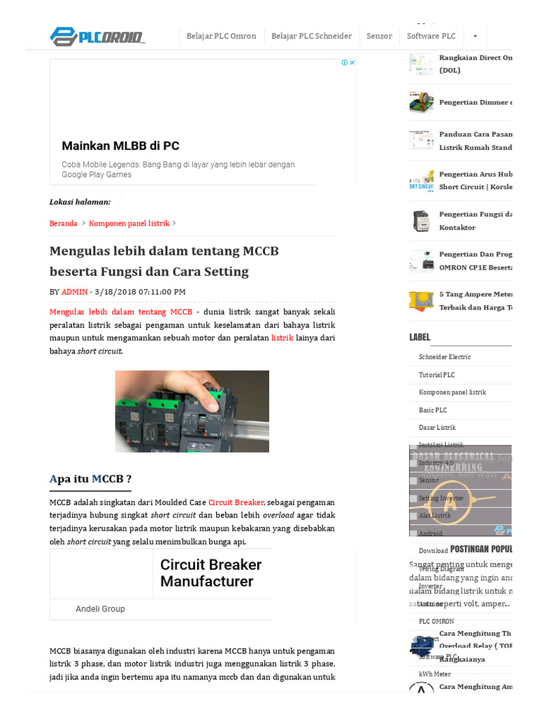 Mengulas lebih dalam tentang MCCB beserta Fungsi dan Cara Setting | PDF