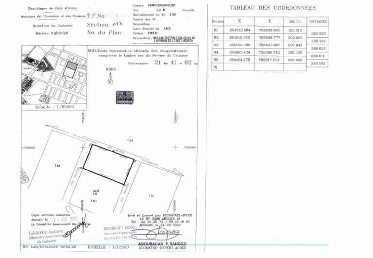 Plan Cadastral Bcao Yamoussoukro | PDF