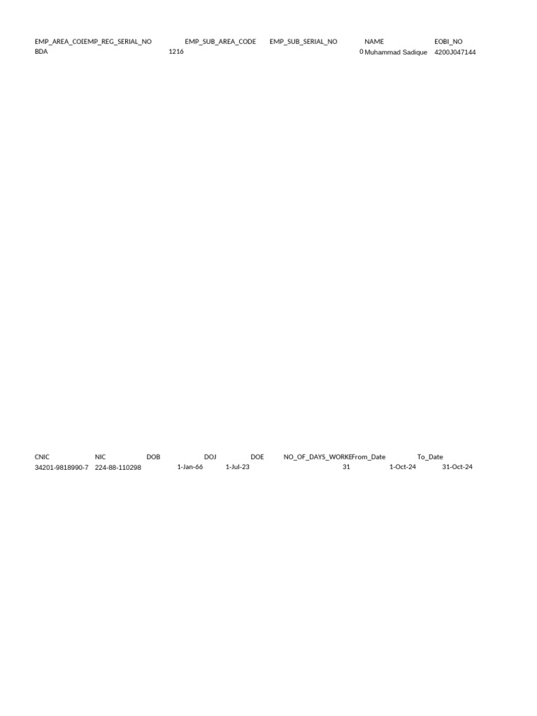 Employee Data Record Summary | PDF