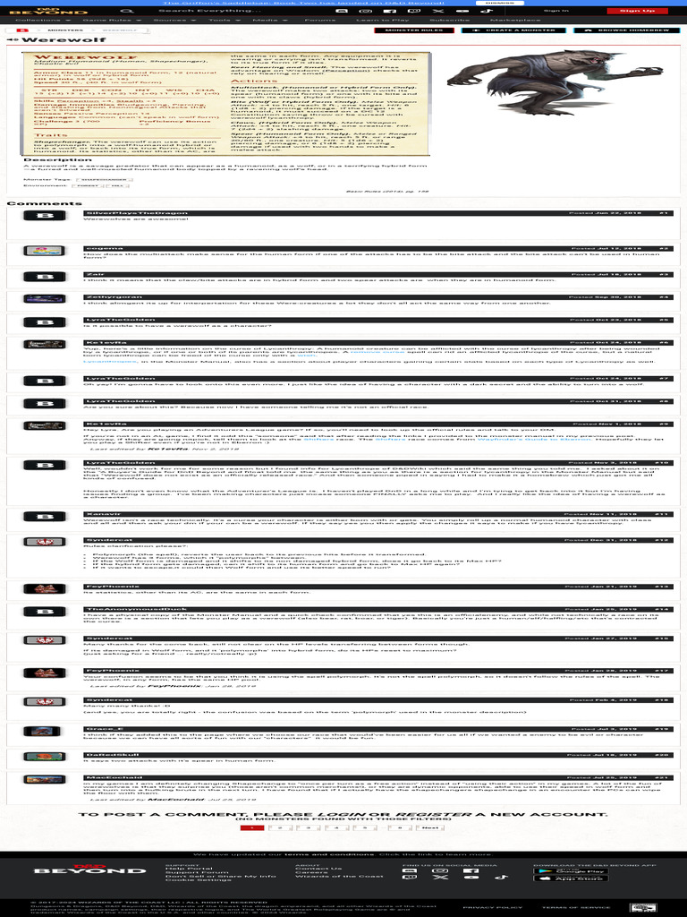 D&D 5E Werewolf Stat Block Guide | PDF | Werewolves | Dungeons & Dragons