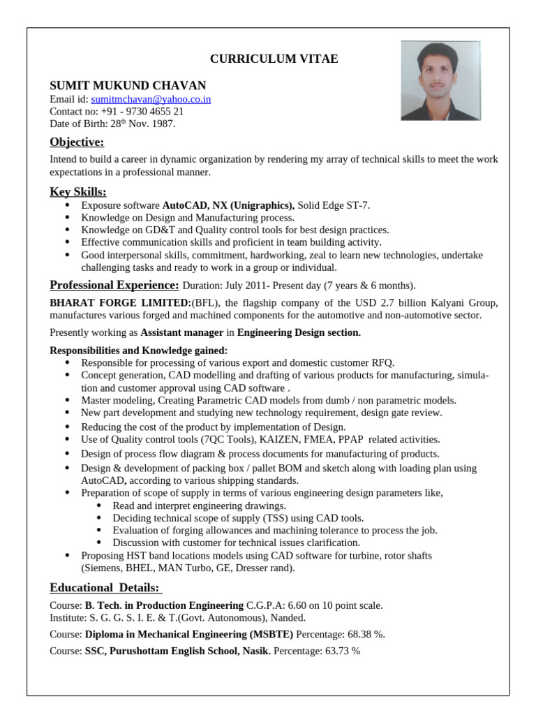 SUMITCHAVAN-Design Manager Position - Hrms CV | PDF | Computer Aided ...