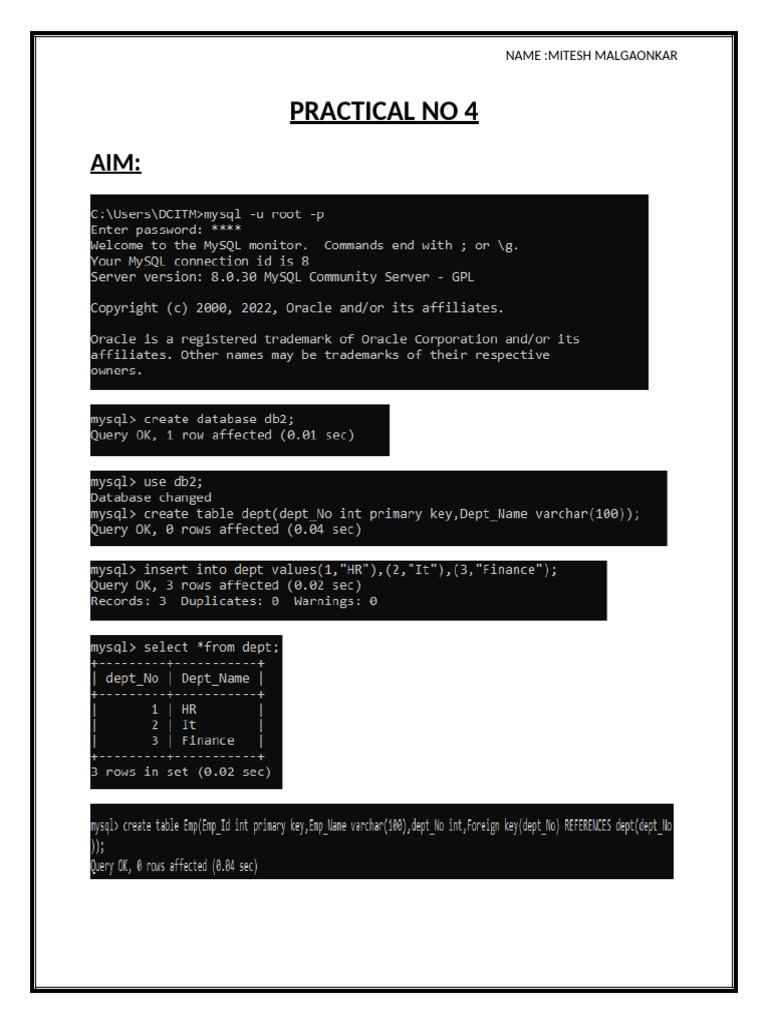 practical 4 dbms | PDF