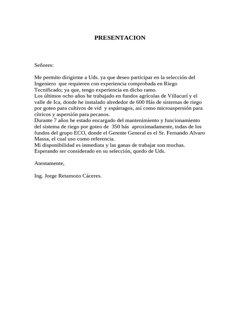 jorge cv | PDF | Riego | Agricultura