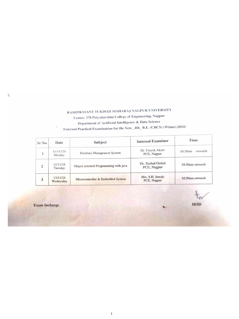 Backlog Practical Exam 4,6,8th Sem. | PDF