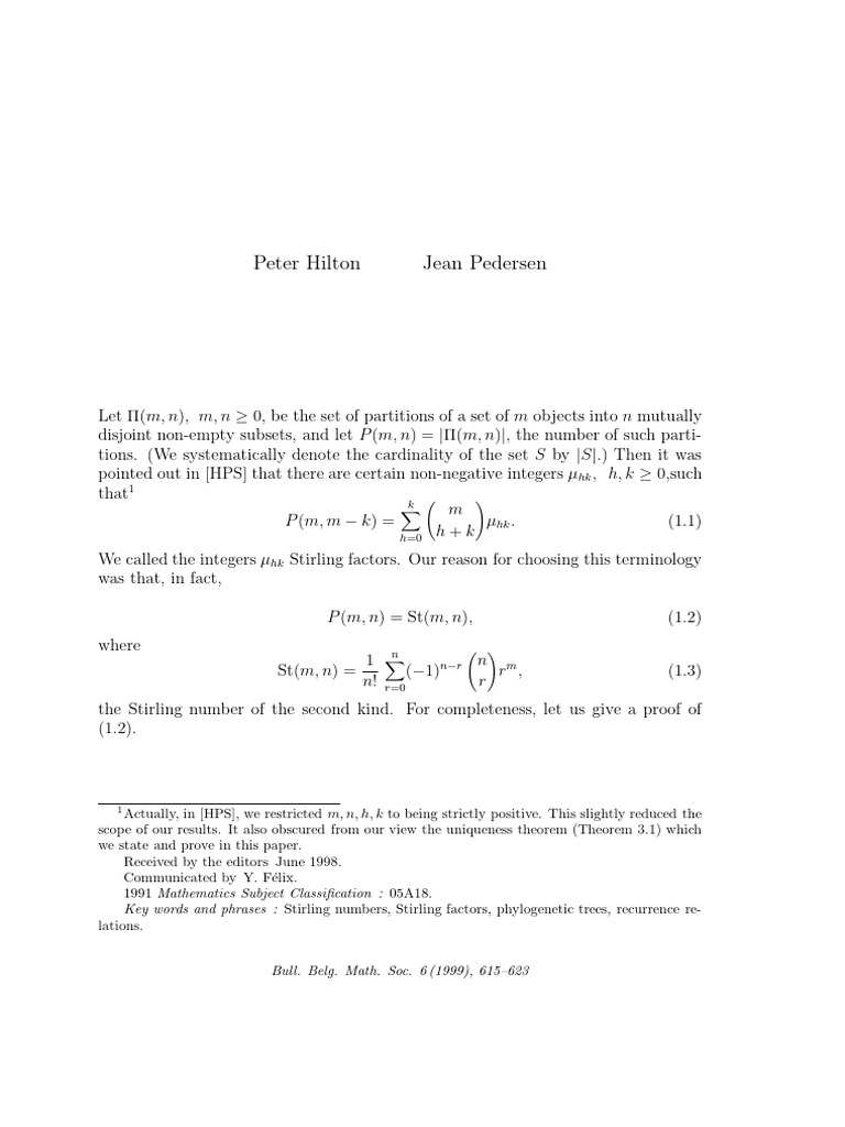 Stirling Recurrence Relations | PDF | Mathematics | Mathematical Concepts