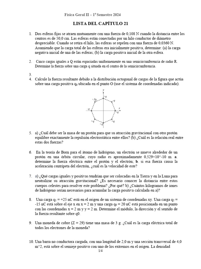 Cjpaezg - Lista Cap 21 1S2024 | PDF | Fuerza | Electrostática