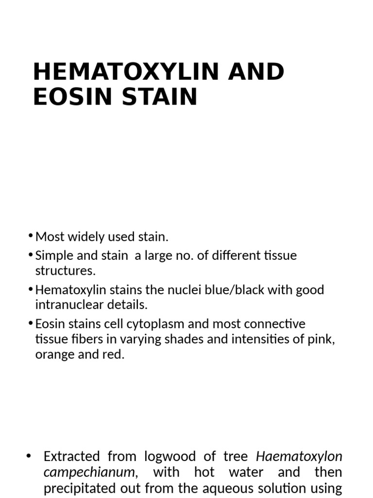 Hematoxylin and Eosin Stain | PDF | Staining | Chemical Compounds