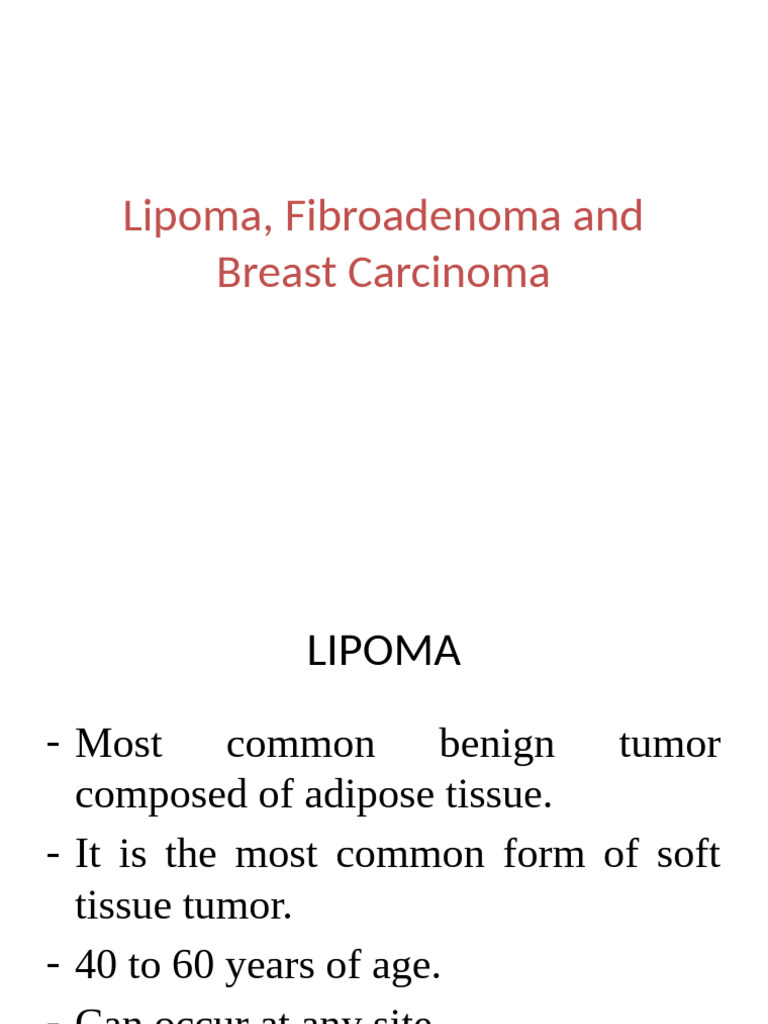 Lipoma, Fibroadenoma & CA Breast | PDF