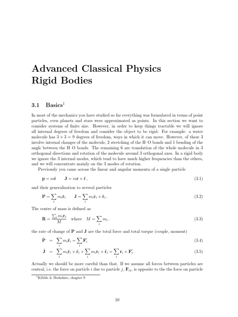RigidBodies Mechanics Physics | PDF | Rotation Around A Fixed Axis ...