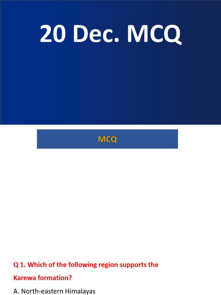 20 DEC MCQ | PDF | Himalayas | Earth Sciences