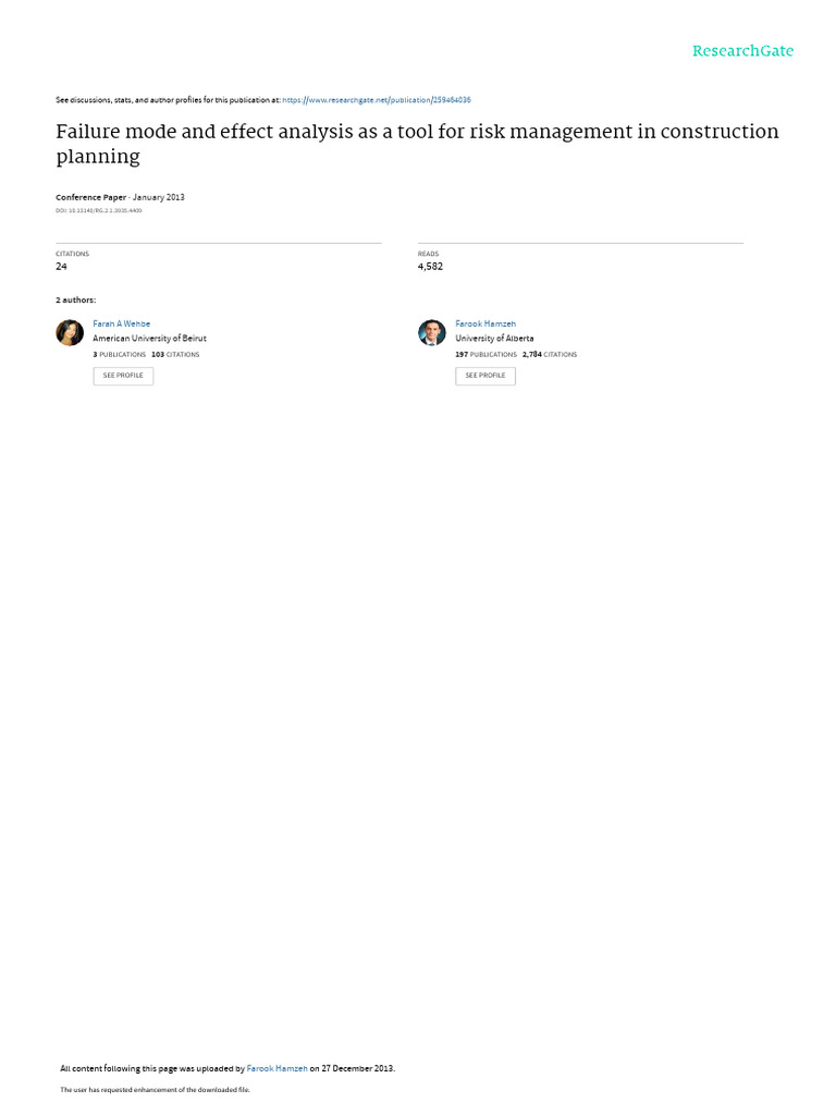 Failure Mode and Effect Analysis As A Tool For Risk Management in ...