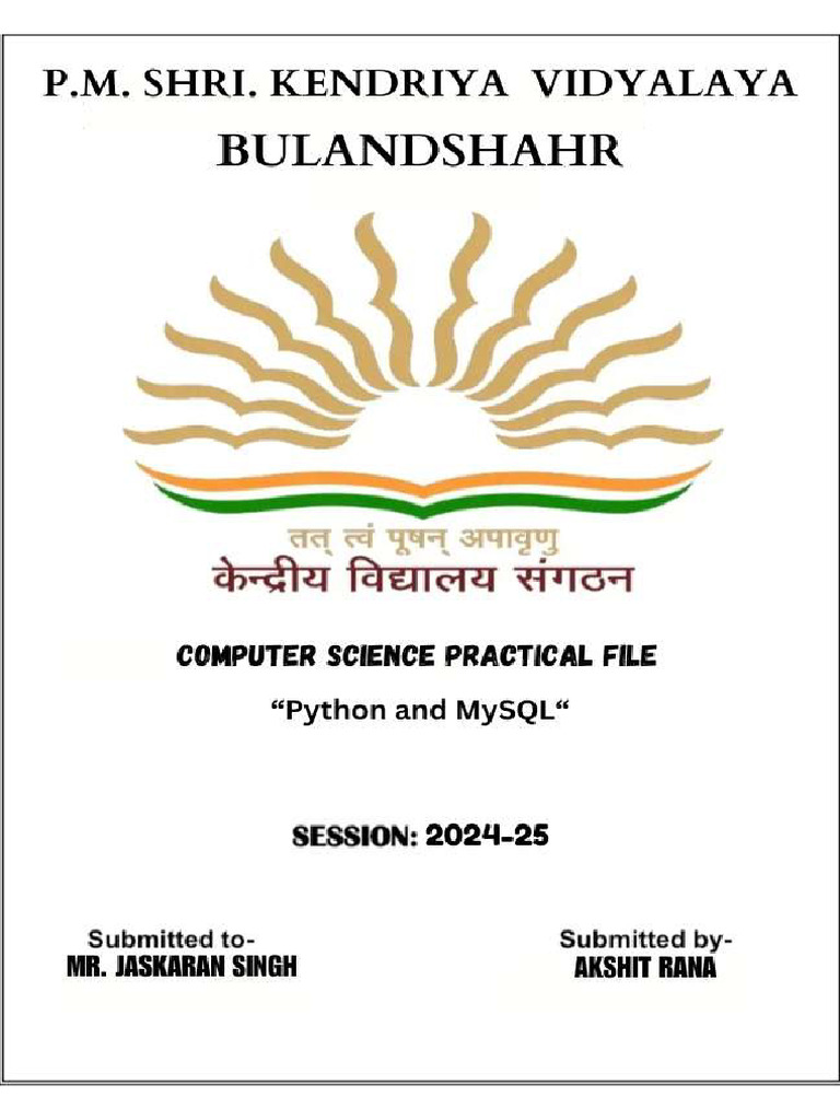 C.S. Practical File Front Page | PDF