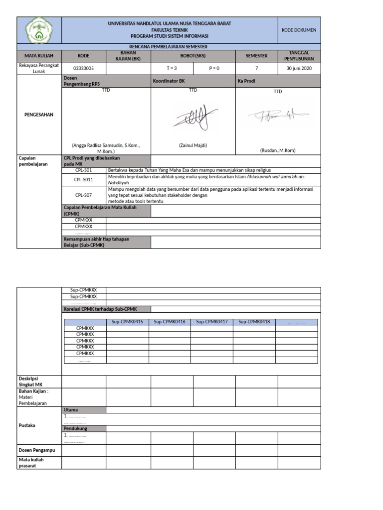 RPS Perancang Basis Data | PDF
