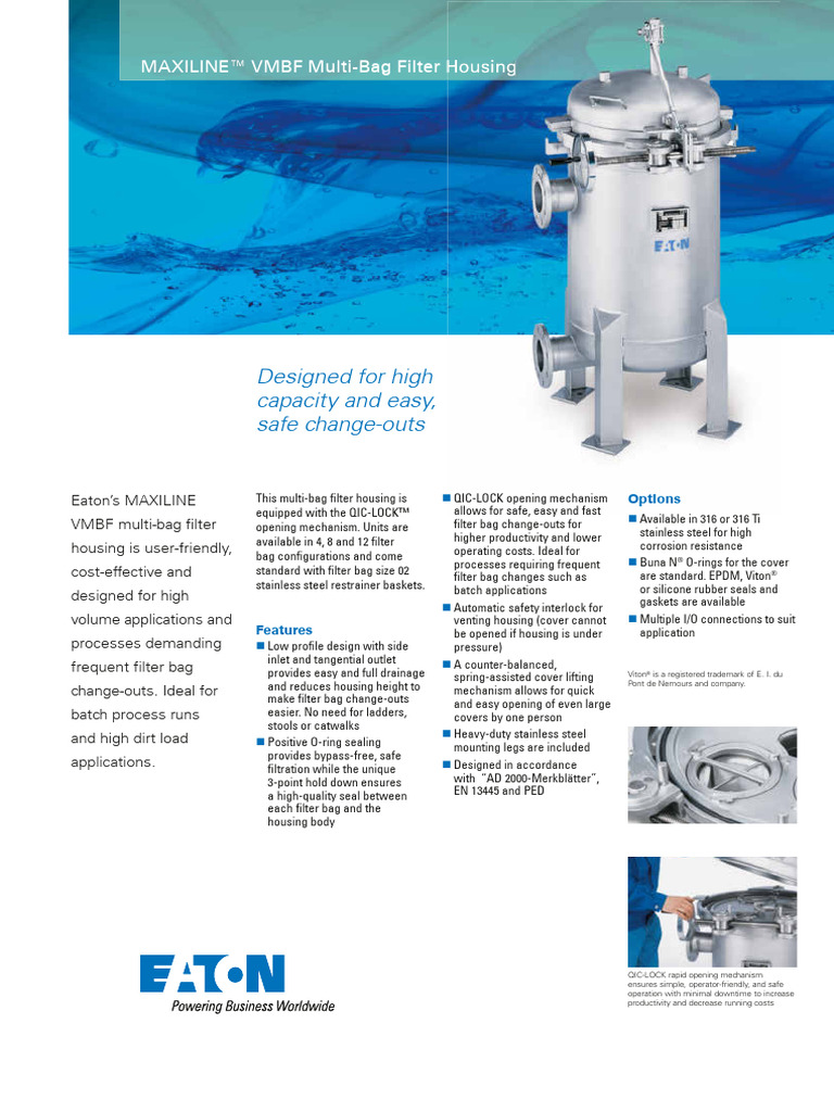 Eaton MAXLINE VMBF Bag Filter Housing TechnicaDataSheet EN LowRes | PDF ...