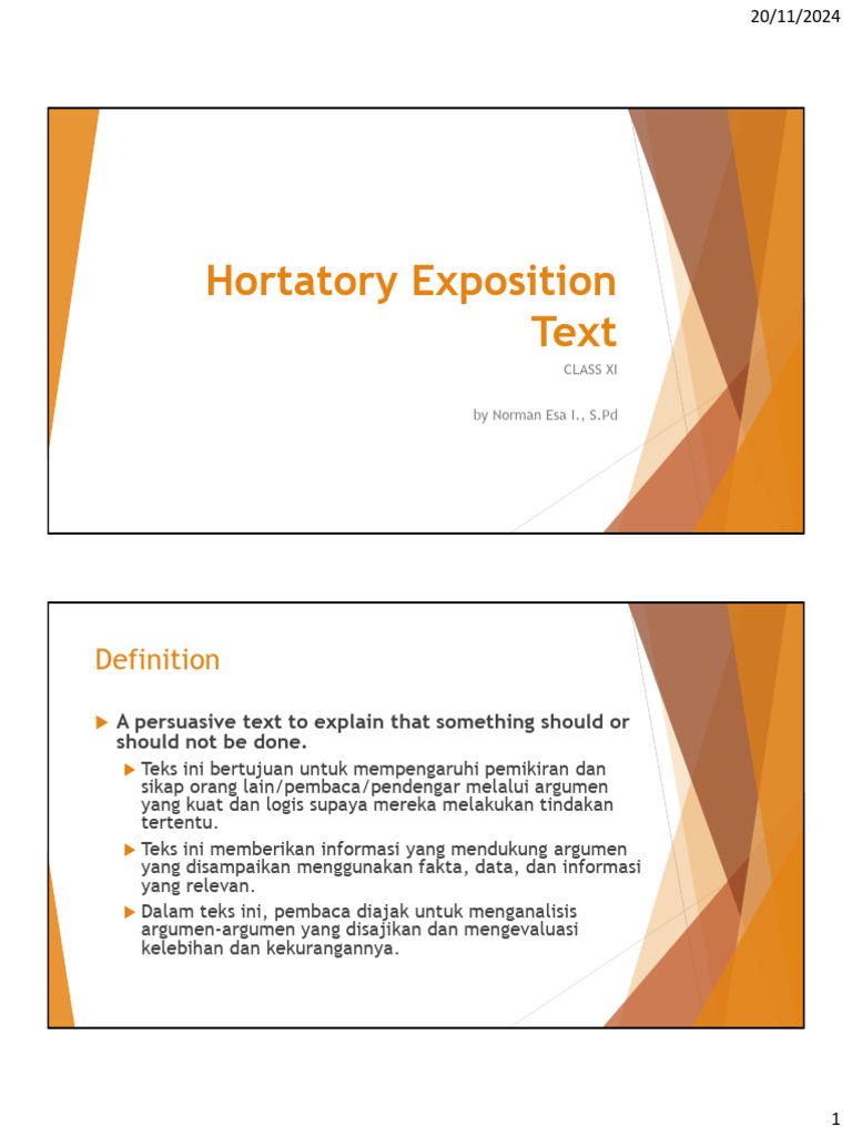 XI - Hortatory Exposition | PDF | Healthy Diet | Determinants Of Health