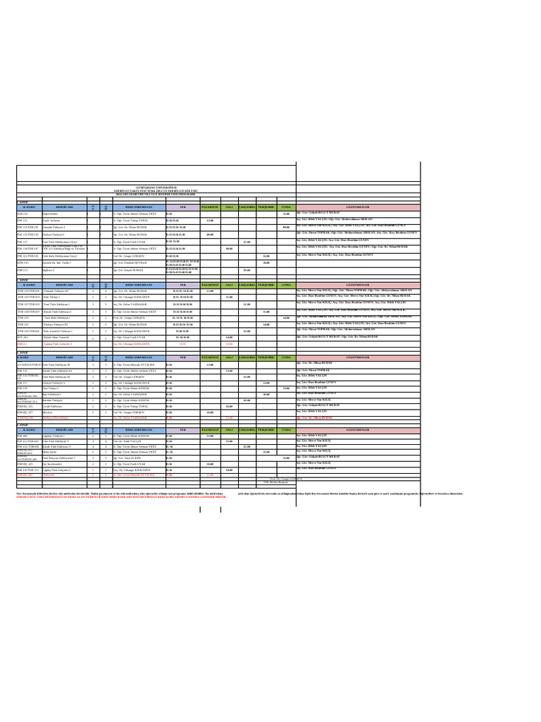 2024 2025 Guz Donemi Vize Sinav Programi | PDF