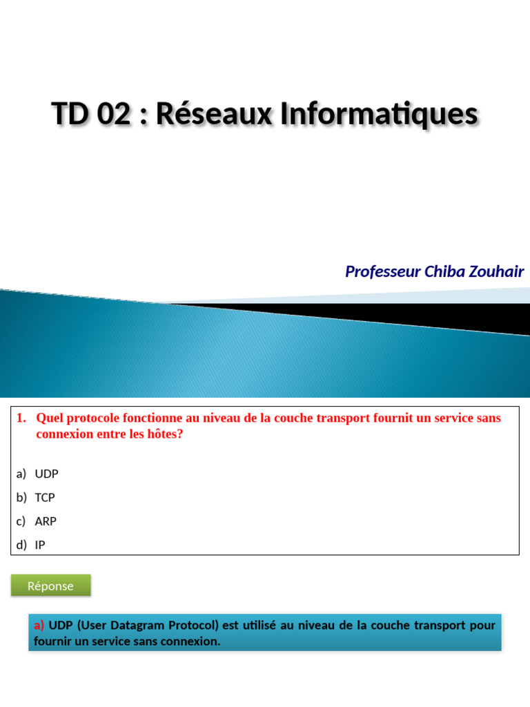 Série TD 02 - Réseaux Informatiques + Solution | PDF | Protocoles Internet | Suite des ...