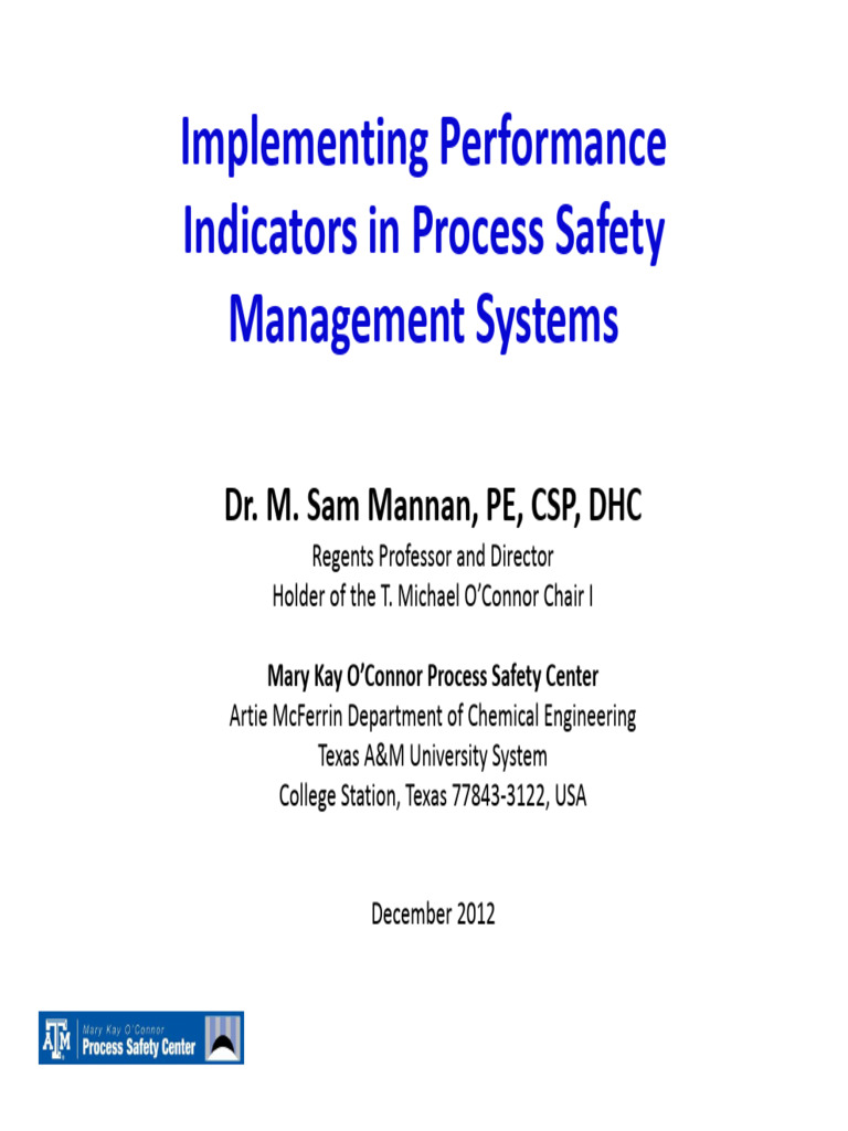 IOCL-Implementing Performance Indicators in Process Safety Management Systems | PDF | Safety