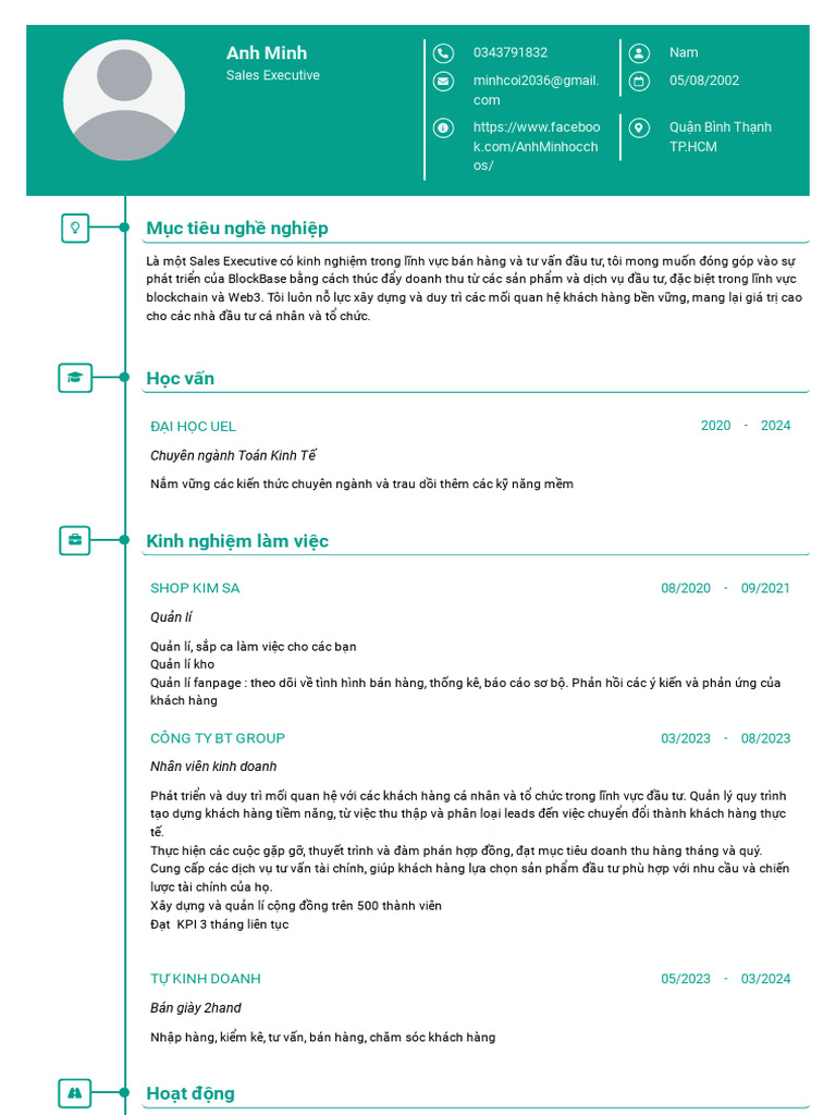 CV Anh Minh - sales-TopCV - VN | PDF