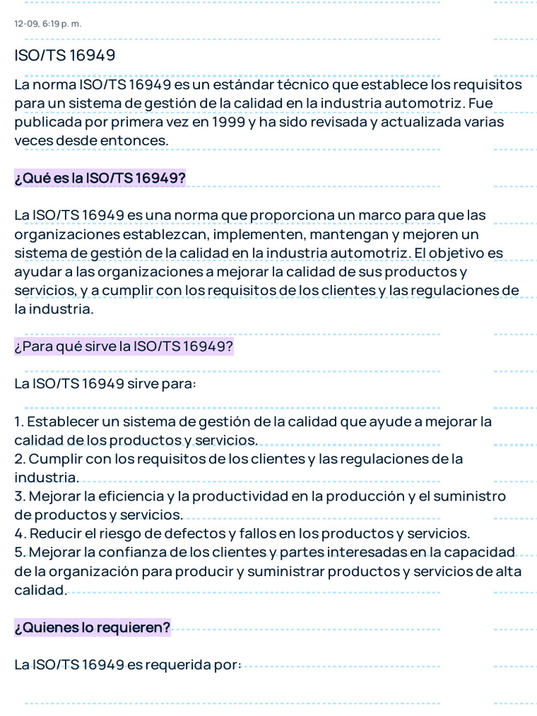 Iso - TS 16949 | PDF | Calidad (comercial) | Gestión de la calidad