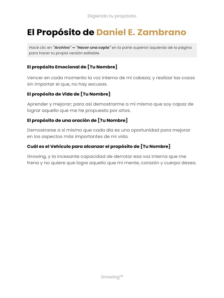 Worksheet 01 - Tu Propósito | PDF