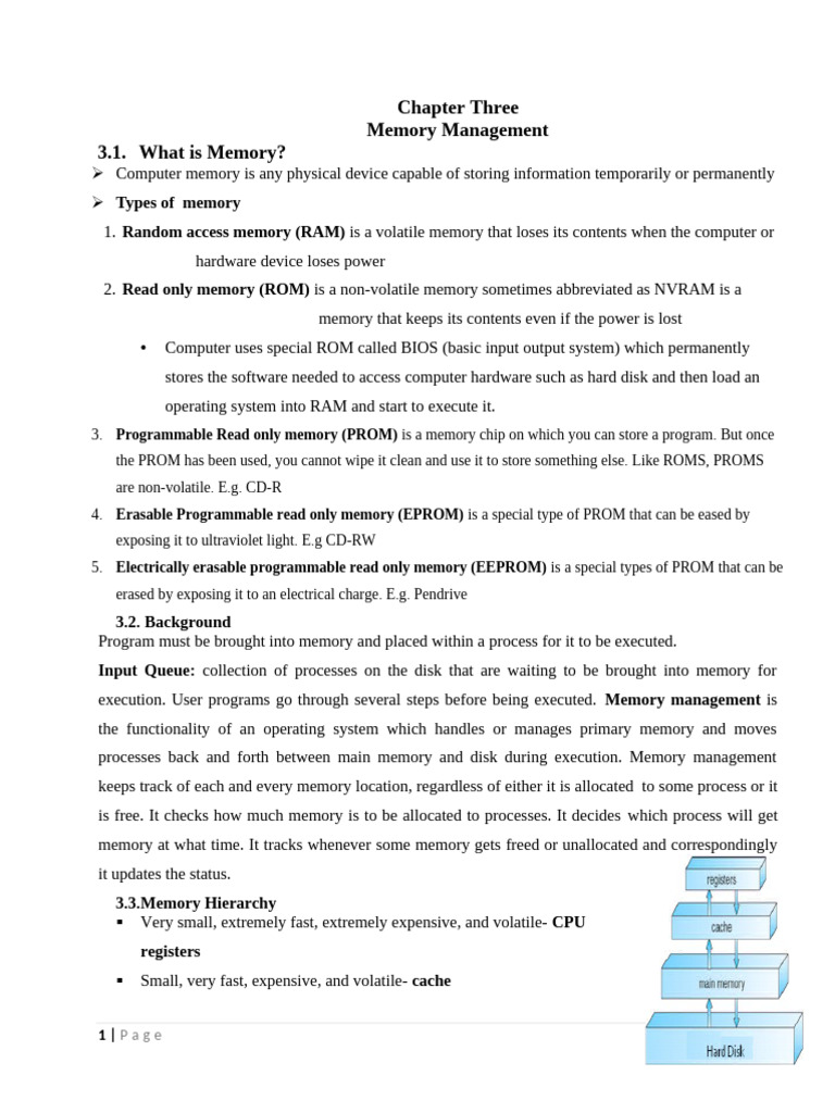 Chapter 3 Memory Managment(1) | PDF | Computer Data Storage | Read Only Memory