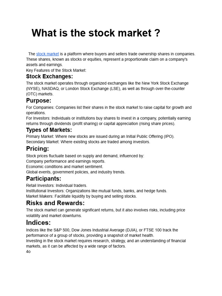 What Is Stock Market | PDF