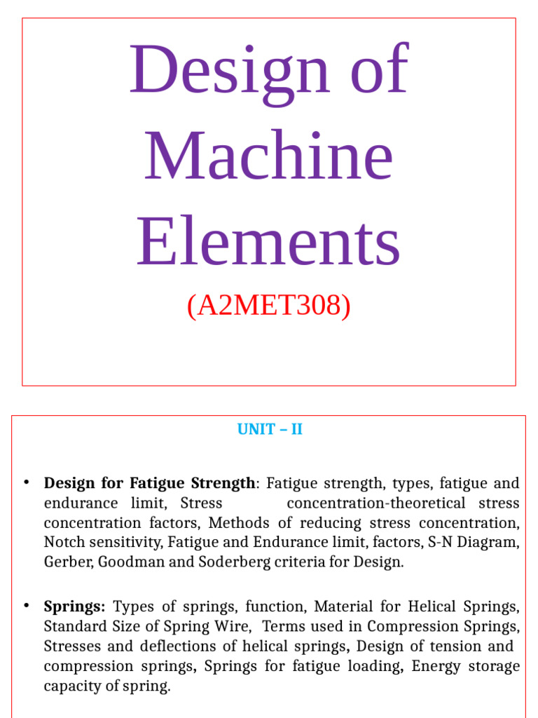 DME - UNIT 2 | PDF | Strength Of Materials | Fatigue (Material)