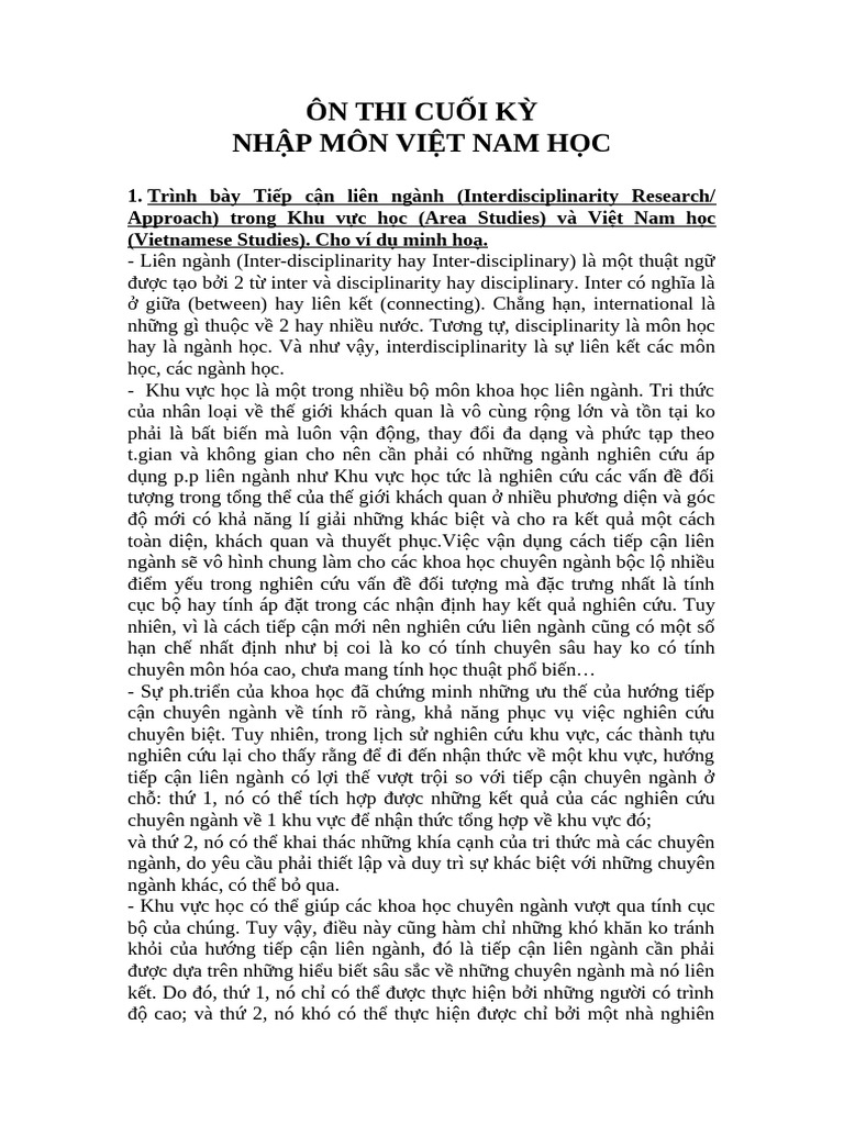 ÔN TẬP THI NHẬP MÔN VN HỌC | PDF