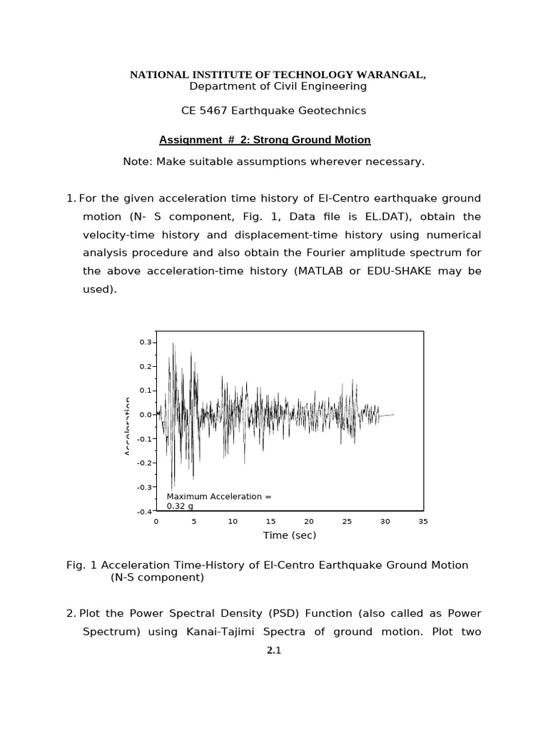 Assnmt 2 | PDF | Spectral Density | Earthquakes