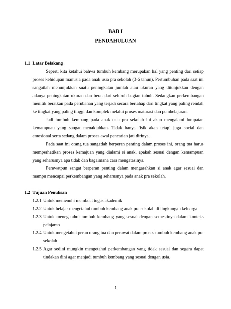 Tumbuh Kembang Anak Pra Sekolah | PDF