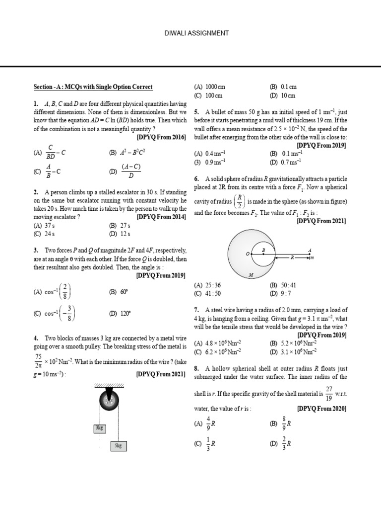 JEE Main DPYQ Full Syllabus PAPER-1 | PDF | Electron | Quantity