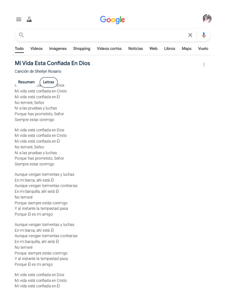 Letra de "Mi Vida Está Confiada en Dios" | PDF
