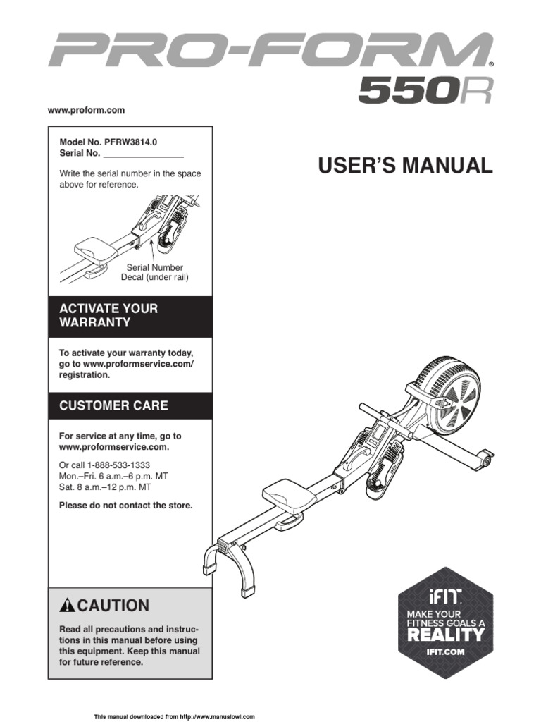 Proform 550R Rowing Machine Manual | PDF | Heart Rate | Aerobic Exercise
