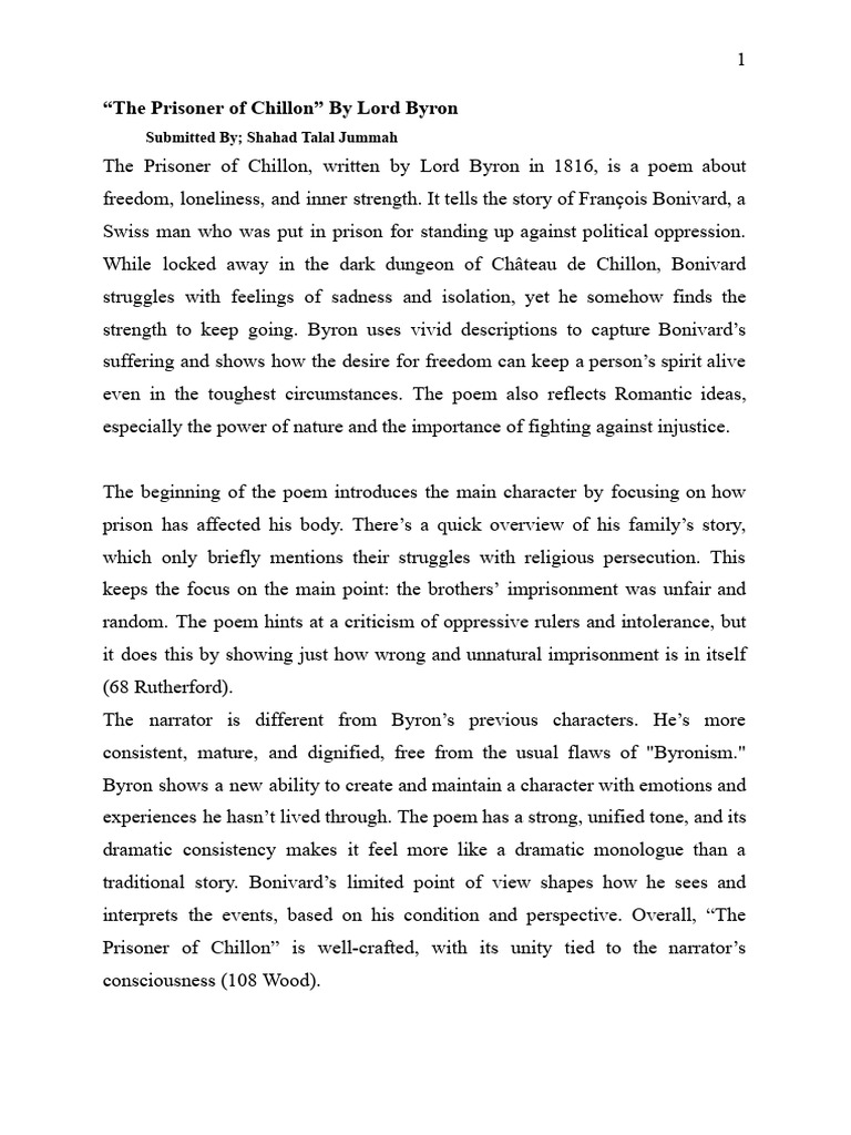 "The Prisoner of Chillon" by Lord Byron | PDF | Poetry | Lord Byron