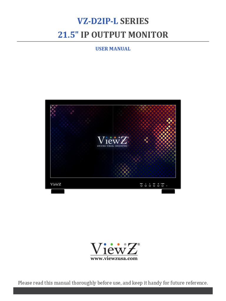 VZ-D2IP-L-UserManual | PDF | Computer Monitor | Menu (Computing)