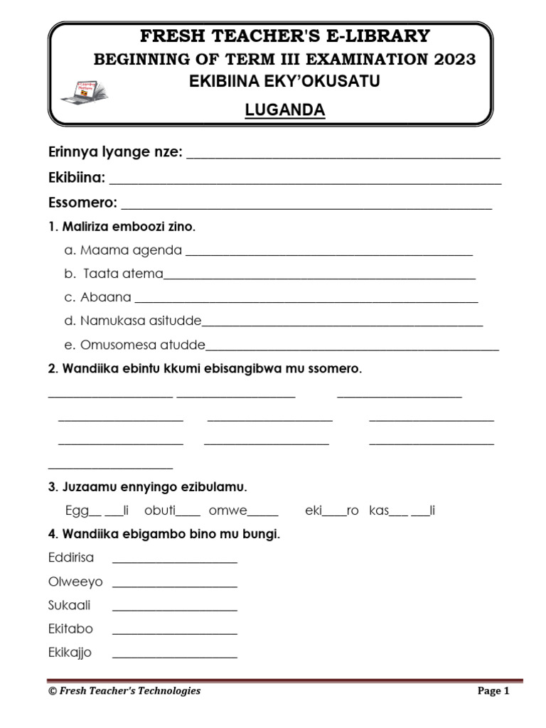 P.3 LUGANDA BOT III | PDF | Bantu