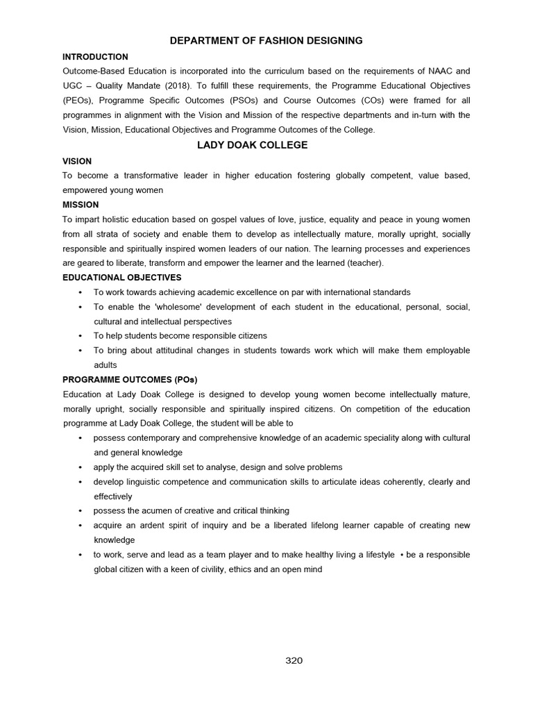 B.Sc.,Fashion Designing Course Profile and Syllabus | PDF | Yarn | Seam ...