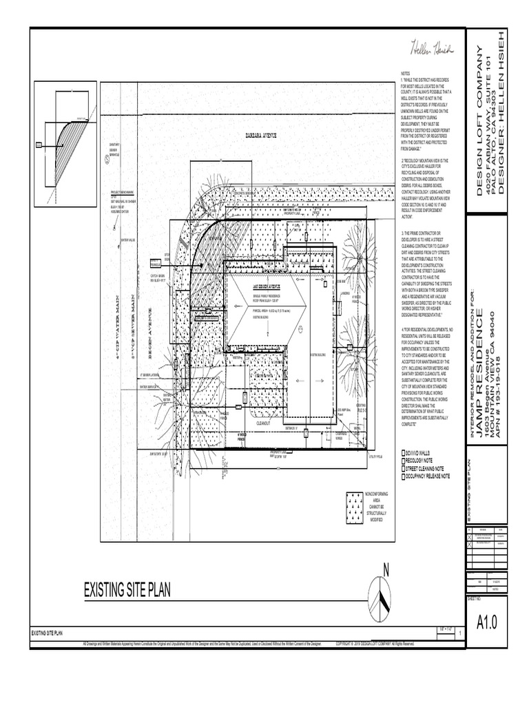 A1.0 Existing Site Plan | PDF | Hydraulic Engineering