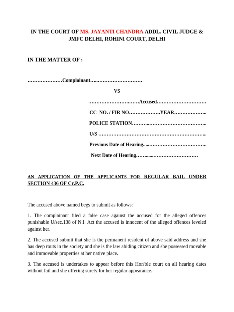 BAIL APPLICATION | PDF