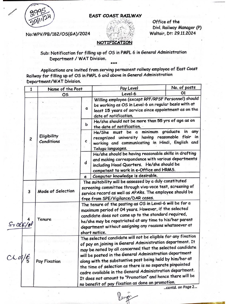 Notification of OS in GA Dept | PDF